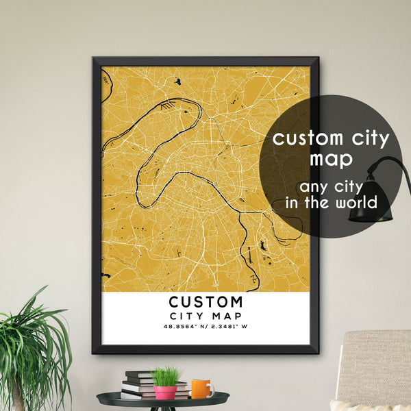 Custom Map, Custom City Map Print, Personalized Map, Personalized Map ...