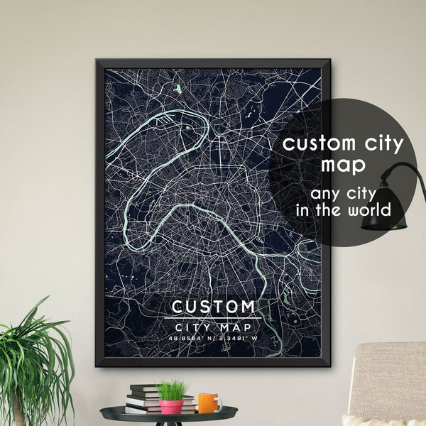 Custom Map, Custom City Map Print, Personalized Map, Personalized Map ...