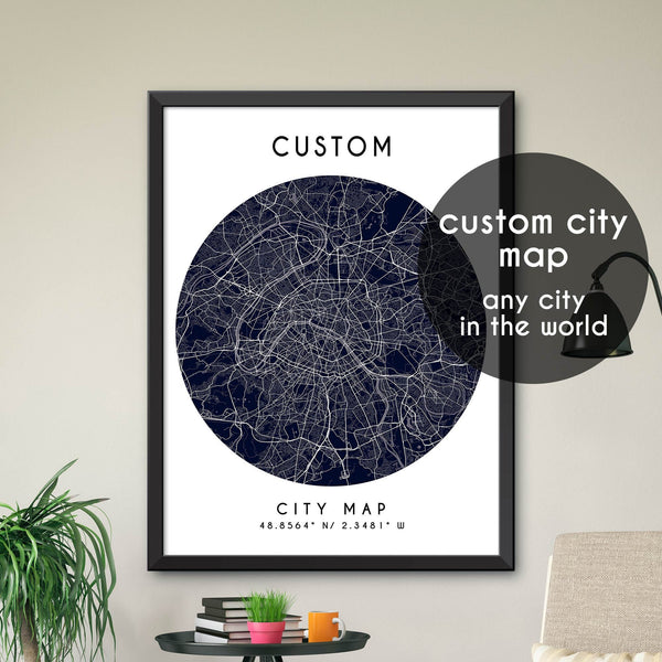 Custom Map, Custom City Map Print, Personalized Map, Personalized Map ...