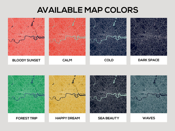 Custom Map Print, Set of 6, Map Prints, Custom Map, Custom Maps, Home ...